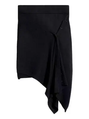 LEMAIRE Buttoned Draped Asymmetric Skirt - Black