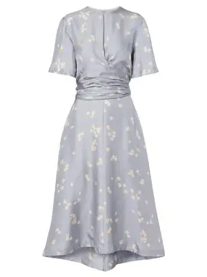 Altuzarra Kirsty Floral Draped Midi Dress - Blue