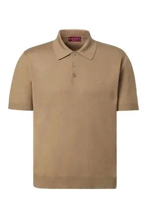 Gucci Interlocking G Silk And Cotton Polo Shirt - Beige