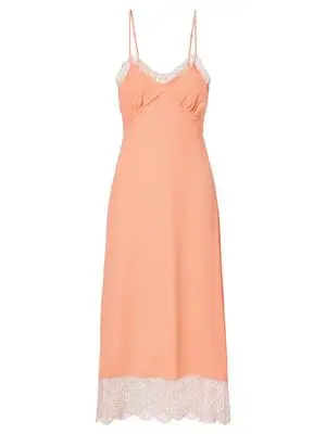 Simone Rocha Lace-trimmed Crêpe De Chine Slip Dress - Orange