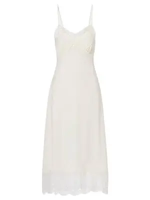 Simone Rocha Lace-trimmed Crêpe De Chine Slip Dress - White