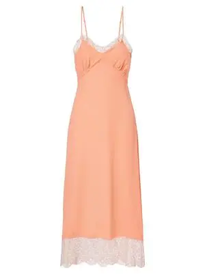 Simone Rocha Lace-trimmed Crêpe De Chine Slip Dress - Orange
