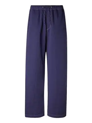 Studio Nicholson Cotton And Linen Wide-leg Pants - Blue