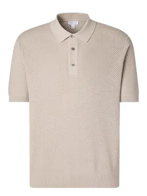 Sunspel Knitted Cotton Polo Shirt - Beige