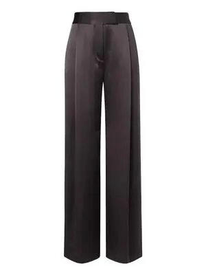 THE SEI Silk Satin Wide-leg Trousers - Grey