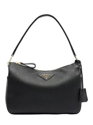 Prada Medium Leather Shoulder Bag - Black