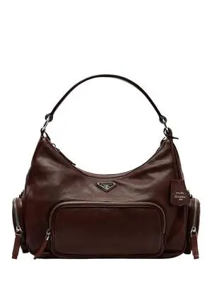 Prada Medium Leather Shoulder Bag - Brown