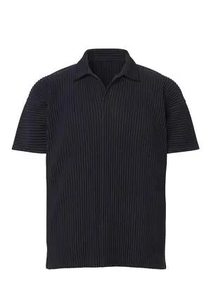 Issey Miyake Homme Plissé Issey Miyake Basics Pleated Polo Shirt Blue