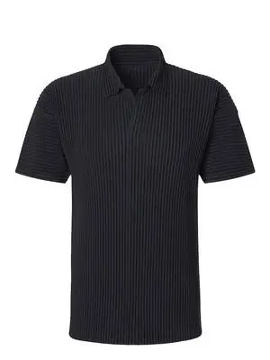Issey Miyake Homme Plissé Basics Pleated Polo Shirt - Blue