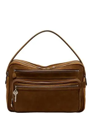 Acne Studios Large Suede Camera Shoulder Bag - Brown
