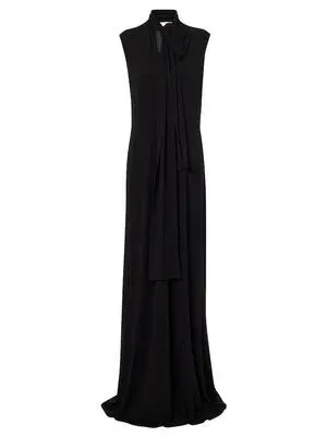 Plan C Scarf-detail Jersey Maxi Dress - Black
