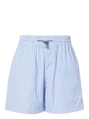 Plan C Striped Cotton Shorts - Blue