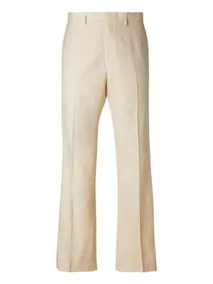 WALES BONNER Alto Satin-trimmed Flared Pants - Beige