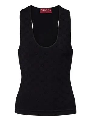 Gucci Gg Cotton-blend Jacquard Tank Top - Black