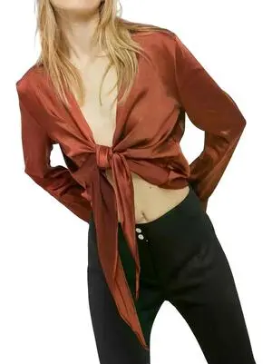 Hugo Self-tie Blouse - Brown