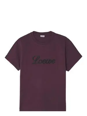 Loewe Embroidered Cotton-jersey T-shirt - Burgundy