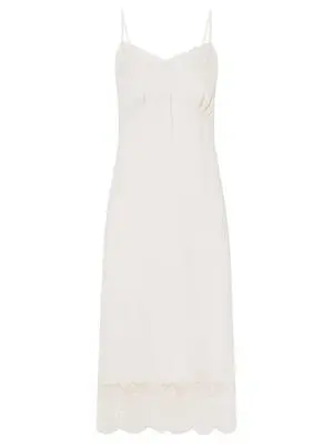 Simone Rocha Lace-Trimmed Crepe De Chine Midi Dress Pastel Pink