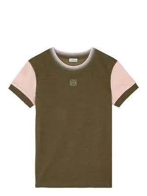 Loewe Anagram Embroidered Cotton-blend Jersey T-shirt - Army Green