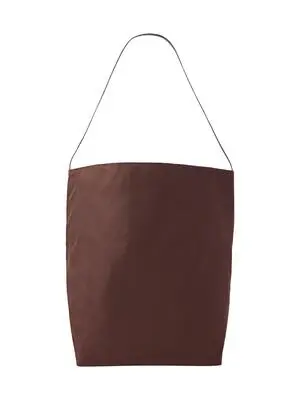 VALESQUE Leather-trimmed Shell Bucket Tote - Brown