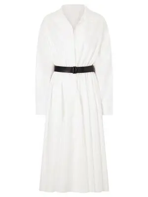 Norma Kamali Belted Gathered Shell Maxi Dress - White