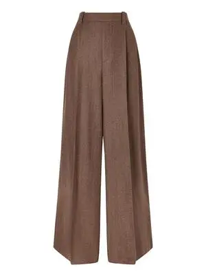 Loro Piana Pleated Pinstriped Wool And Cashmere-blend Wide-leg Pants - Brown