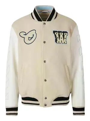 Off-White Logo-patch Bomber Jacket - Neutrals