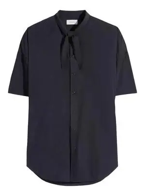 LEMAIRE Scarf-detail Short-sleeve Shirt - Black