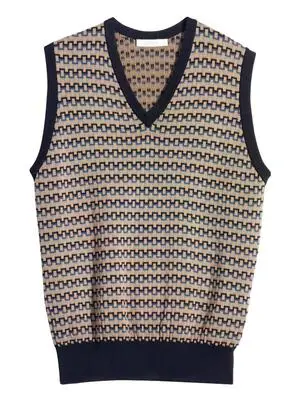 LEMAIRE Patterned V-neck Vest - Neutrals
