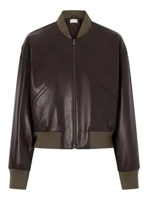 THE ROW Morisel Leather Down Bomber Jacket - Brown