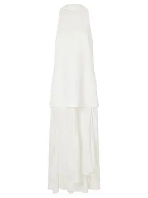 Brandon Maxwell Leonie Scarf-detailed Maxi Dress - White