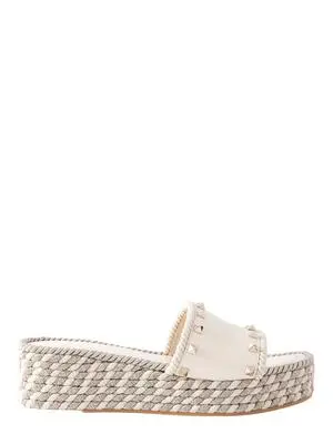 Valentino Garavani Rockstud Platform Espadrille Slides - Ivory