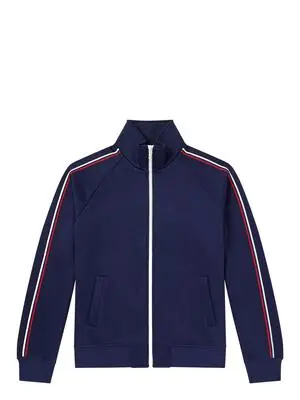 Saint Laurent Striped Cotton-Blend Jersey Track Jacket Navy