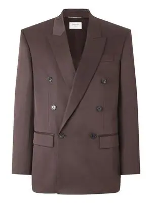 Saint Laurent Double-breasted Silk Blazer - Brown