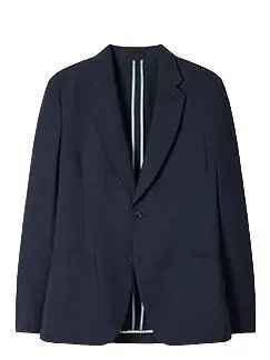 Paul Smith Navy Cotton-blend Seersucker Stripe Blazer - Blue