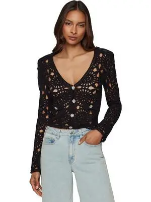 Generation Love Melody Crochet Cardigan - Black