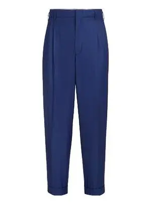 Brunello Cucinelli Double Pleated Virgin Wool Trousers - Royale Blue