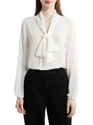 TAHARI ASL Tie Neck Blouse