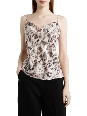 TAHARI ASL Snakeskin Print Satin Camisole - Mocha Snake