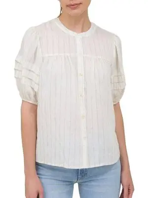ZOE AND CLAIRE Striped Puff Sleeve Shirt