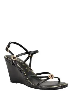 Guess Strappy Slingback Wedge Sandal - Black