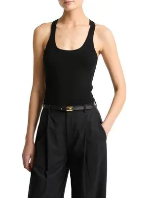 Vince Scoop Neck Racerback Tank - Black