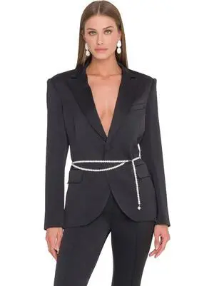 Generation Love Martina Satin Belted Blazer - Black