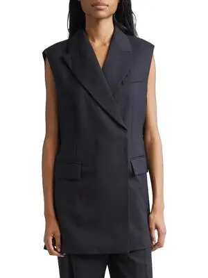 Sportmax Albero Pleat Back Wool Blend Vest - Black