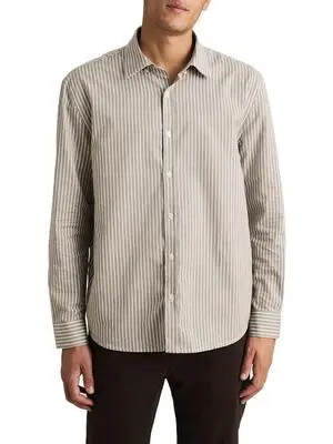 MAVI Stripe Flannel Button-up Shirt - Gray Flannel Zemin White Stp