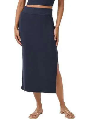Travis Mathew Cloud Rib Midi Skirt - Navy Blazer