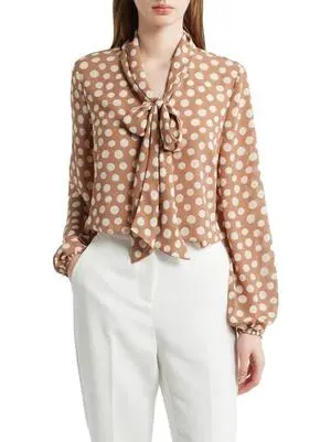 TAHARI ASL Printed Bow Neck Top