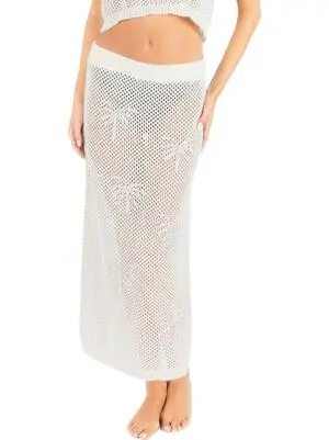 Hurley Embroidered Open Knit Midi Skirt - Egret