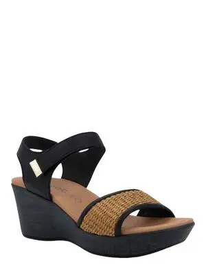 Naot Summer Wedge Sandals Black/raffia