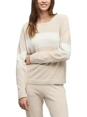 Barefoot Dreams Cozychic Ultra Lite Wavy Colorblock Pullover Sweater - Stone Multi