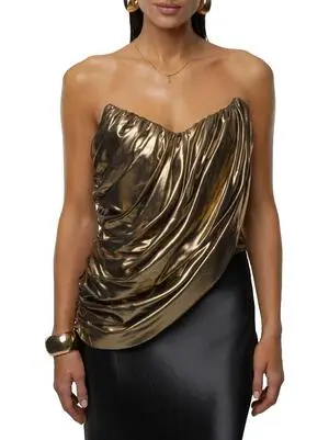 JLUXLABEL Soirée Draped Corset Top Gold